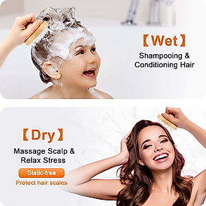 Scalp Massager Hair Brush,Scalp Scrubber Shampoo Brush with Soft Silicone Bristles,Bamboo Scalp Massager Hair Growth for Dandruff Removal,Wet Dry Hair Massager Scalp Brush for Men Women Kids Pet,Round