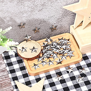 Mini Metal Barn Star Antique Barn Star Halloween Christmas Day Vintage Mini Star Home Decoration for Farmhouse Home Door Wall Decor, 1.18 Inch (Silver,52 Pieces)