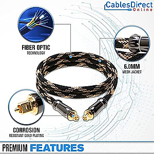Cables Direct Online 1.5FT Toslink Digital Optical Fiber Audio Cable (Male to Male), S/PDIF
