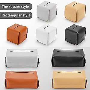 HELMDY Tissue Box Cover Rectangular: Modern Decorative PU Leather Tissue Box Organizer Holder 9.84"X5.51"X3.86" for Bathroom Vanity Countertop & Night Stands & Office Desk & Car (Black)