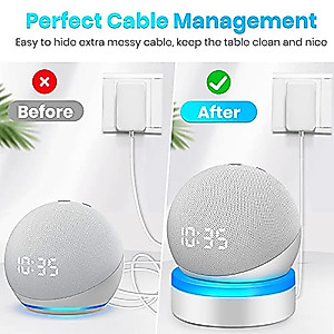 ZUOLACO Dot 4th/5th Generation Table Holder, Desktop Stand Mount for Echo Dot 4th/5th Gen(2022 Release), Base Bracket with Light Guide, Dot Accessories with Built-in Cable Management, White