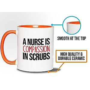 Bubble Hugs Nurse 2Tone Orange Mug 11oz - A nurse is compassion - Labor Clinical Certified Nursing Assistant Surgical Emergency Oncology Practitioner