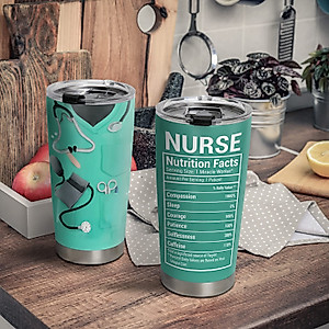 20oz Nurse Nutrition Facts Nurse Tumbler Cup, Insulated Travel Cup with Lid, Coffee Thermos for Women, Gifts for Women, Birthday Gifts for Mom, Daughter, Sister, Friends, Girlfriends, Coworker