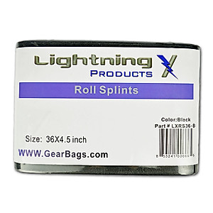 Lightning X Universal Padded Aluminum Medical Splint Kit - 36" Roll Splint + 3 Finger Splints - Tactical Black/Grey