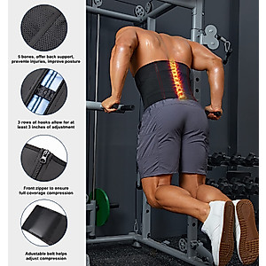 MOLUTAN Waist Trainer for Men Waist Trimmer with Adjustable Sweat Belt Back Support Corset Compression Girdle Sauna Suits Black