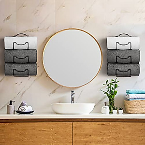 Venkuber Towel Rack Wall Mounted Set of 2 Metal Bath Towels Holder Washcloth Bathrobe Storage Organizer for Bathroom - Black