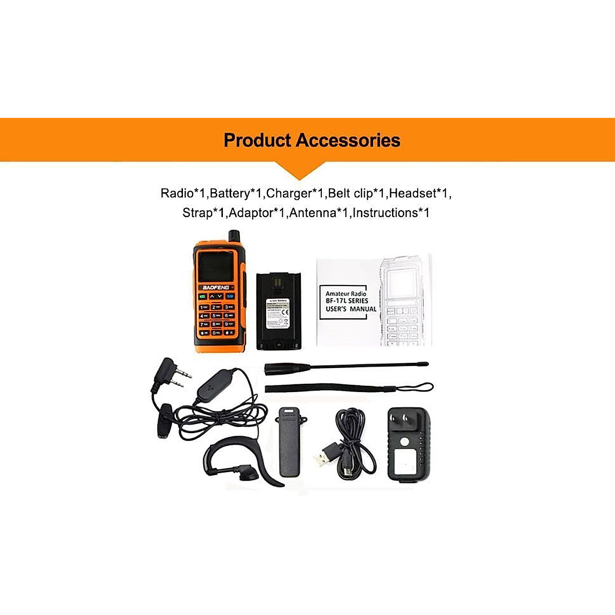Baofeng Two Way Radio UV-17L Upgrade of UV-17R/UV17R New 5W Tri Band Handheld Radio with Type C Charging Cable and 1.77-inch Screen 999 Channels Walkie Talkies with Earpiece for Adults NO GPS