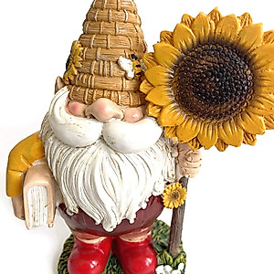 Gnome Statue Bumble Bee Gnome Ornament Resin Scandinavian Gnomes Figurine Dwarf Statue for Garden Lawn Yard Home Bee Day Decoration - Sunflower