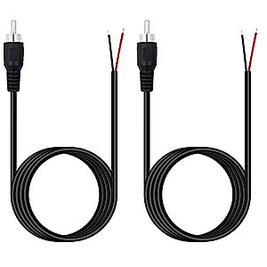 Fancasee 2 Pack 6 ft Speaker Wire RCA Male Plug Jack Connector to Bare Wire Open End Pigtail RCA Cable for Speakers Amplifier Audio Video AV Receivers