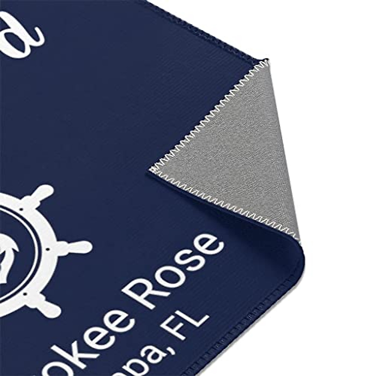 Welcome Aboard Mat for Boats, Personalized Boat Rug, Custom Boat Mat, Nautical Gift, Custom Doormat Coastal Decor, Maritime Boat Gifts, Boat Decor, Custom Gift for Boat (36" × 24", Navy)