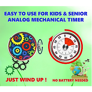 iLakia 60-Minutes Visual Timer, Kitchen Timer for Cooking, Classroom Timer for Kids (3.1" Big Screen), Mechanical Countdown Timer with Magnetic, Time Management Tool for Kids, Toddler, Autism, ADHD