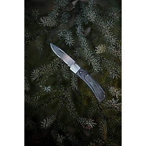 Old Timer Heritage Series 5OT Bruin 6.5in Traditional Lockback Folding Knife with Stainless Steel Drop Point Blade, and Laminate Wood Design Handle for Hunting, Camping, Every Day Carry, and Outdoors