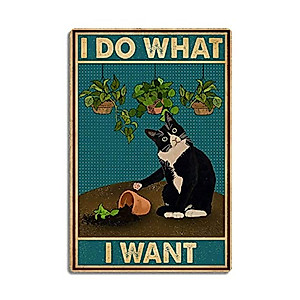 Fmcmly I Do What I Want Funny Black Cat Decor Tin Signs Cute Cat Personalized Metal Poster Wall Art Decor Sign for Home Bathroom Garden Restroom Bedroom Bar Cafe 12x8 Inches Vintage Tuxedo Cat Metal Signs Gift for Cat Lovers