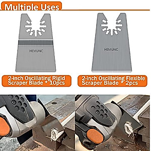Oscillating tool scraper blades set, include oscillating rigid scraper blade 10pcs, flexible multitool scraper blades 2pcs, universal fit oscillating multitool scraper blades for carpet tile adhesives