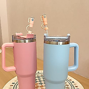 Straw Covers Cap for Stanley Cup, 4Pcs Silicone Straw Topper Compatible with Stanley 40&30 Oz Tumbler with Handle, Straw Covers for Reusable Straws, Straw Tip Covers for Stanley Cups Accessories