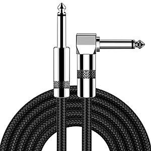 New bee Guitar Cable 10ft Electric Instrument Bass AMP Cord for Electric Mandolin, Pro Audio (Right Angle to Straight, Black)