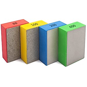SZSYD 4Pcs Diamond Hand Polishing Pads for Sanding Ceramics Glass Tile Concrete Stone Marble Granite, 60#, 100#,200#,400# (Plane)