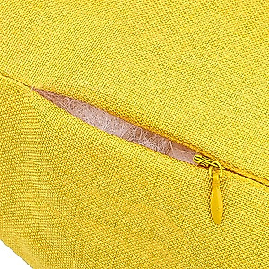 ReeQuo Pack of 2 Outdoor Throw Pillow Covers,Decorative Solid Line Waterproof Pillowcases Farmhouse Cushion Covers for Garden Patio Sofa Home Decoration 18x18 Inch Yellow