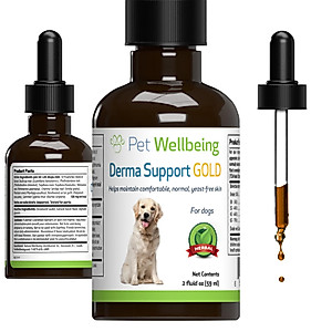 Pet Wellbeing Derma Support Gold for Dogs - Normal Skin Yeast Balance, Occasional Itching, Healthy Odor, Baikal Skullcap, Phellodendron - Veterinarian-Formulated Herbal Supplement 2 oz (59 ml)