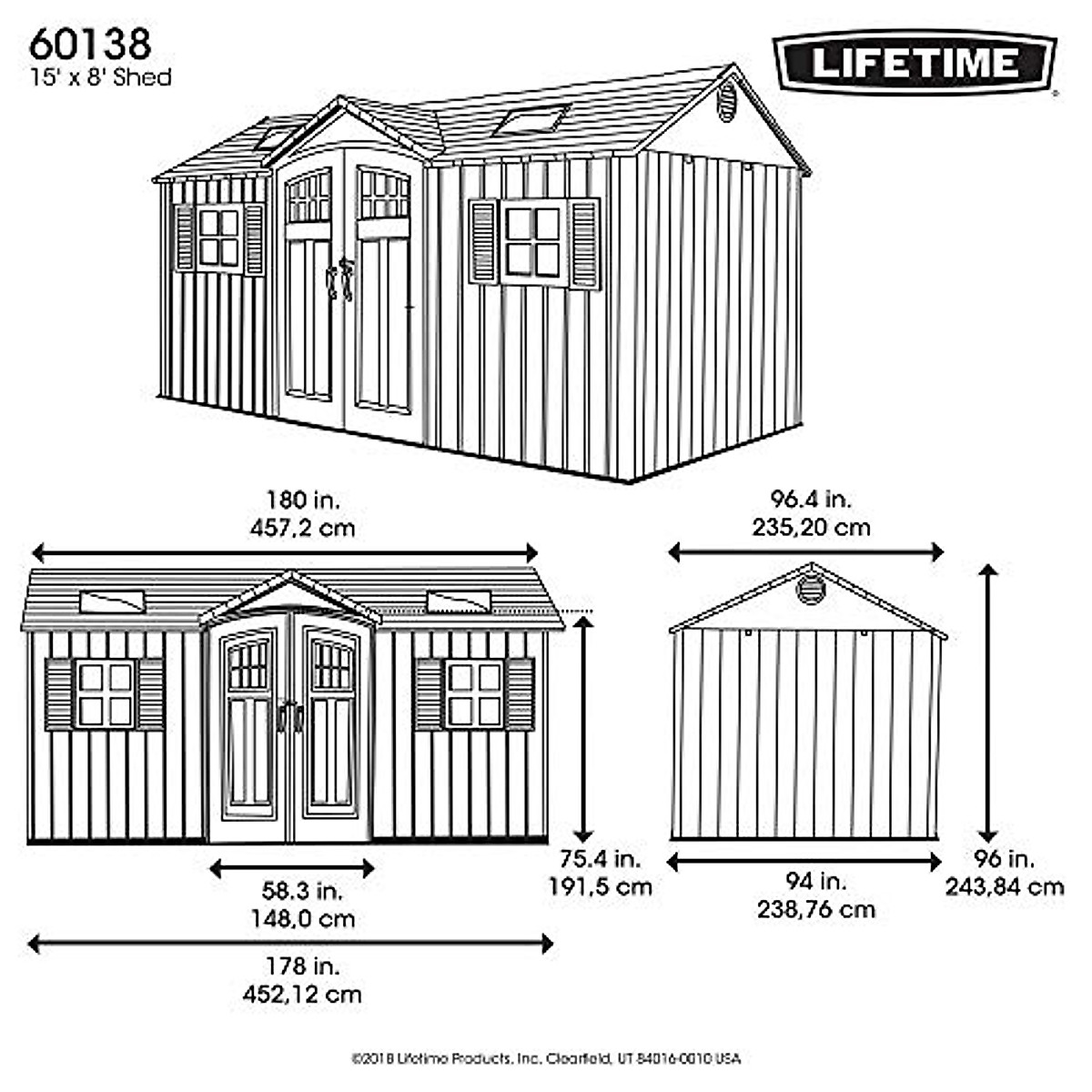 Lifetime 60138 Outdoor Storage Shed, Desert Sand, 15 x 8 Feet
