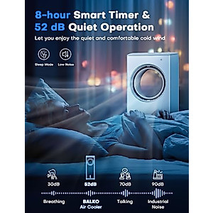 BALKO 3 IN 1 Portable Air Conditioners, 32 INCH Evaporative Air Cooler for Room w/Sleep/Natural/Normal Mode, 3 Speeds, Remote & 1-8H Timer for Auto-Off, 1 Gal Water Tank, Swamp Cooler Bedroom Indoor
