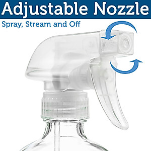 Sally's Organics® Empty Clear Glass Spray Bottles - Refillable 16 oz Containers for Essential Oils, Cleaning Products, Aromatherapy, Misting Plants, or Cooking - Sprayer with Mist and Stream - 2 Pack