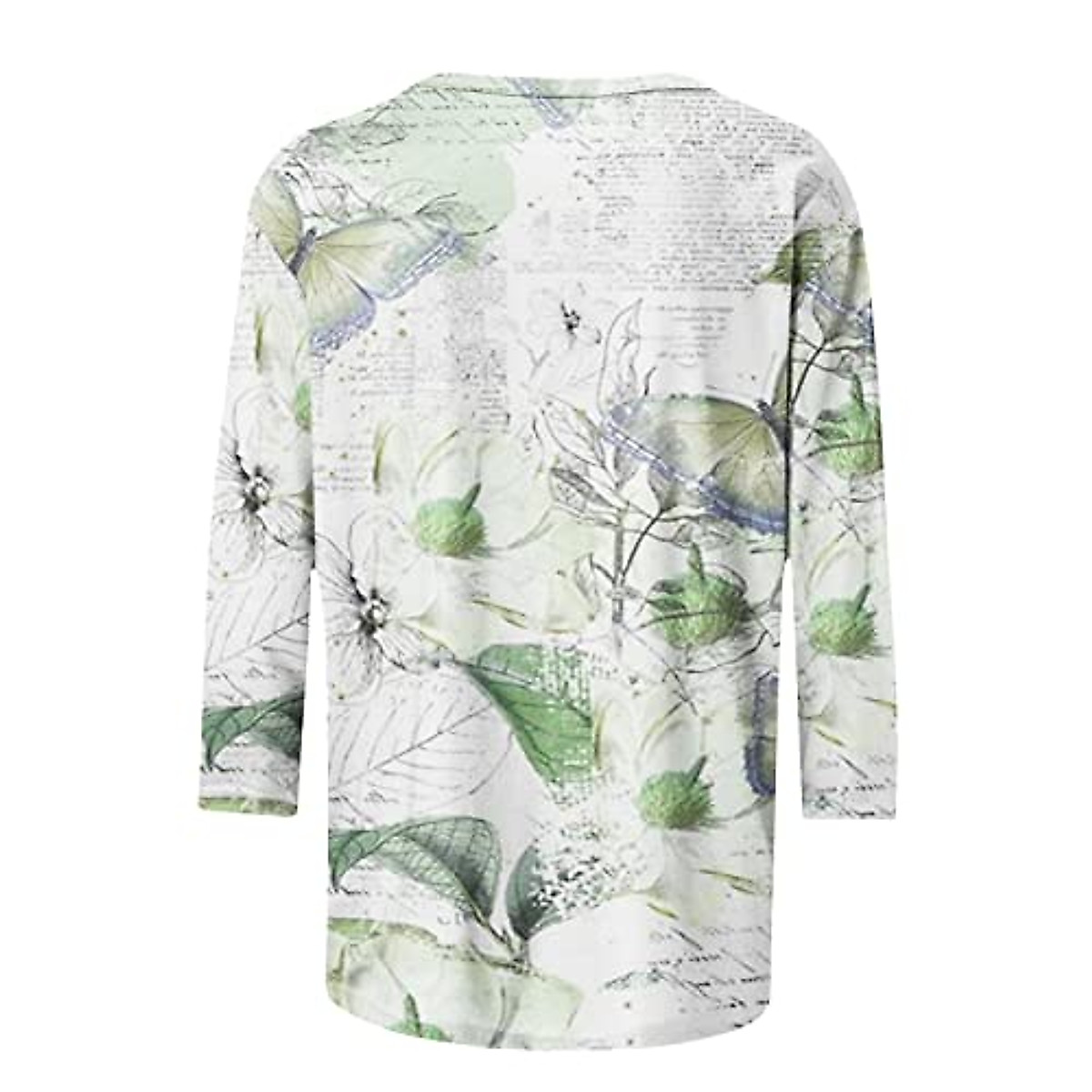 Women Plus Size Tops 3/4 Sleeve Casual Loose Fit Summer t-Shirt Floral Print Graphic Tee Shirt Pullover Blouse Cute