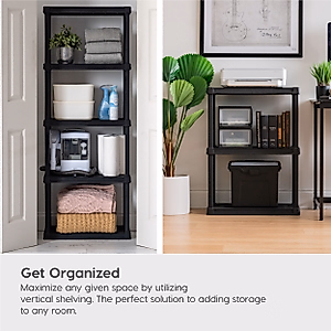 IRIS USA 4-Tier Shelving Unit, 48" Fixed Height, Medium Storage Organizer for Home, Garage, Basement, Shed and Laundry Room, 24"W x 12"D x 48"H, Made with Recycled Materials, Black