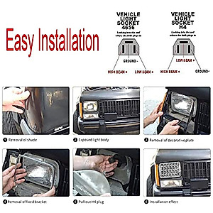 AMUNIESUN 4PCS 4X6 Inch LED Halo Headlights Sealed Beam DRL Turn Light Compatible With Chevy Suburban C10 C20 K10 K30 K5 Blazer (1981-1987) H4651 H4642 H4652 H4656 H4666 H4668 H6545 Replacement