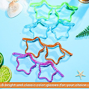 8 Pieces Silly Straw Glasses Star Straws Eyeglasses Fun Star Straws Novelty Drinking Eyeglasses Straw for Kids Annual Meeting, Birthday, Classroom Activities, 4 Colors