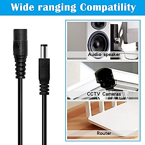 Tnuocke 2PCS 33FT(10m) 12V DC Extension Cable,5.5mm x 2.1mm DC Power Adapter Extension Cord Black for Printers/CCTV Security Camera/Routers