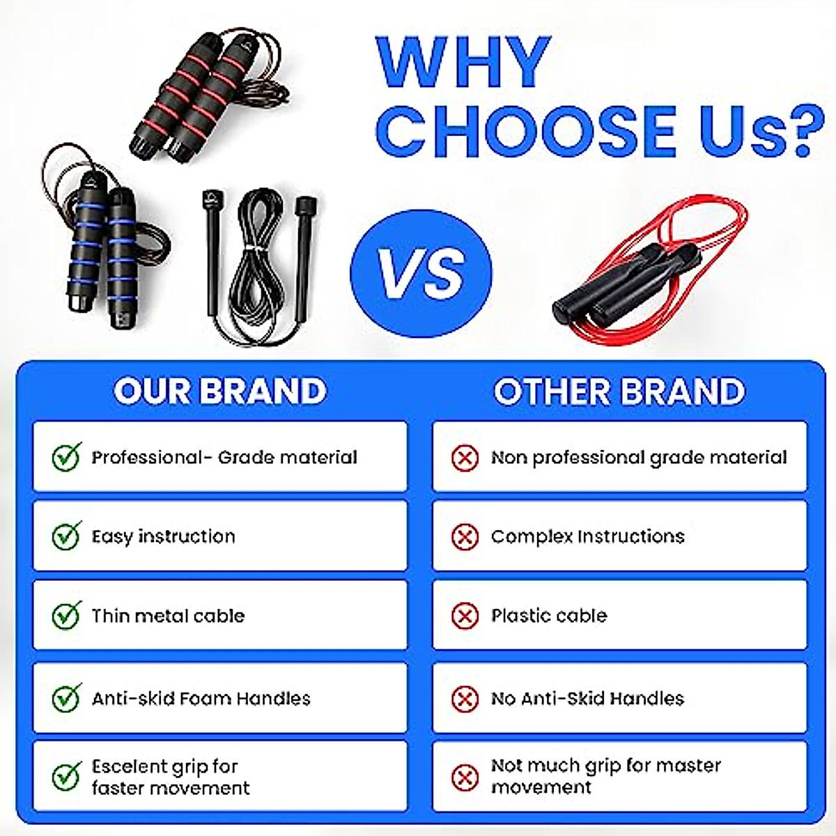 Jump Rope Fitness 3-Set for 2 Adults & Child - Lightweight, Adjustable Length, Durable Pro Quality. Ideal for Fitness, Cardio, Conditioning, Weight Loss for Men & Women + Free Child Rope