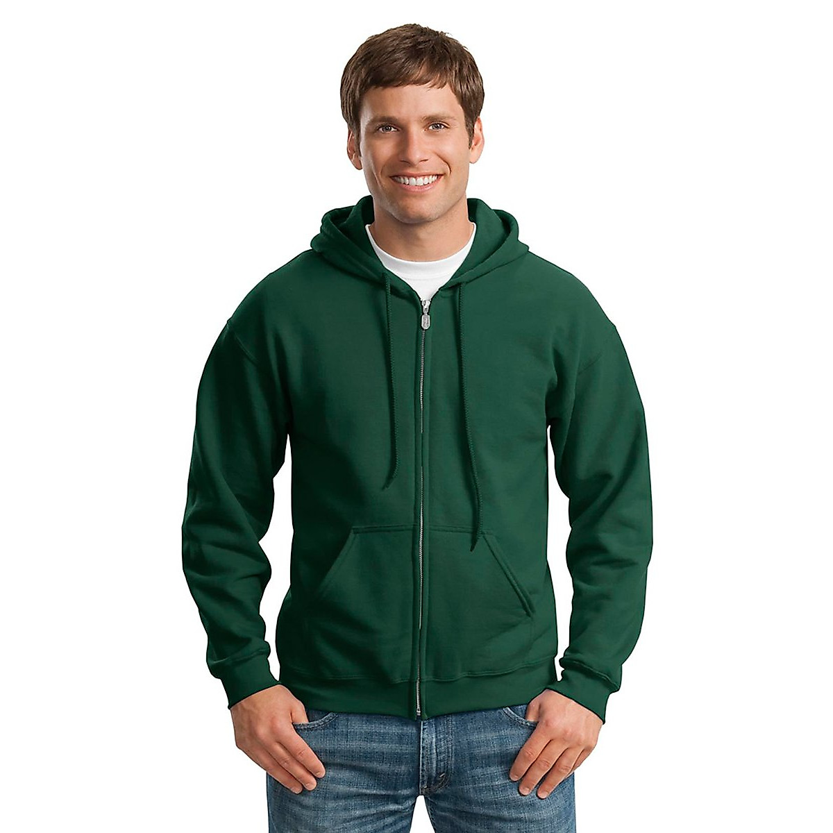 Gildan Adult Fleece Zip Hooded Sweatshirt, Style G18600 Forest Green, Medium