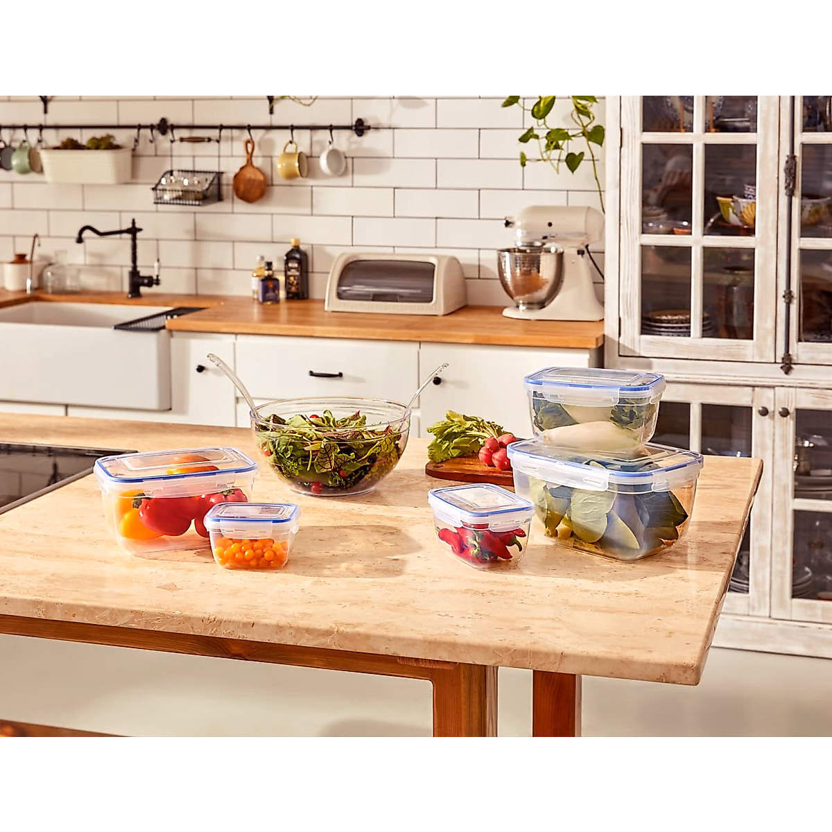 Superio Pack of 4 Plastic Food Storage Containers with airtight Lid for Pantry, Fridge- 80 Oz- BPA Free, Leakproof Sealed Container- Microwave, Dishwasher and Freezer Safe, Clear (Clear)