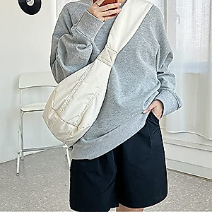 Qyiangst Puffer Bag for Women, Soft Cotton Designer Shoulder Handbags Fashion Ladies Crossbody Bag (White)