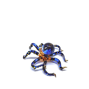 Handmade Mini 2.75" Blown Glass Swimming Octopus Figurines Figures Art,Collectible Dollhouse Gift Ideas,Miniature Ocean Animals,Tiny Ornament Cool Stuff Decor No.8