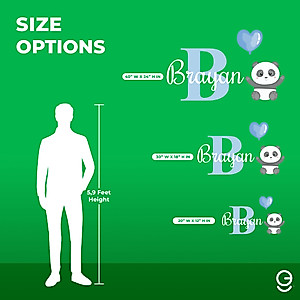 EGD Custom Name and Initial Panda Wall Decals | Panda Decorations for Kids | Room Decorations for Boy & Girl | Nursery Wall Decor | Panda Party Decorations | Multiple Customization Options