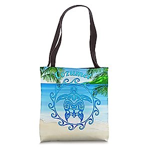 Tribal Maori Polynesian Sea Turtle Cozumel Mexico Vacation Tote Bag