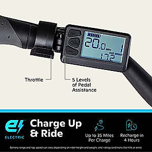 Schwinn Marshall Adult Electric Hybrid Bike, Large/X-Large Step-Over Frame, 7 Speed, 27.5-Inch Wheels, Matte Grey