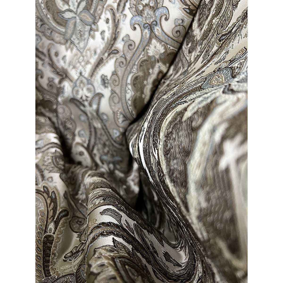 Decora Furnishings Luxurious Woven Jacquard Majestic Damask Fabric for Upholstery, Dining Chairs, Window Treatments, Crafts - Renaissance Rococo Victorian - 54" Width - by The Yard (Beige/Brown)