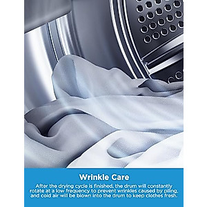 Midea MLTE37N1BWW Electric Dryer, Sensor Dry, Wrinkle Care, Air Fluff, Easy-Using Control Panel, 12 Total Cycles, 6.7 Cu.ft, White