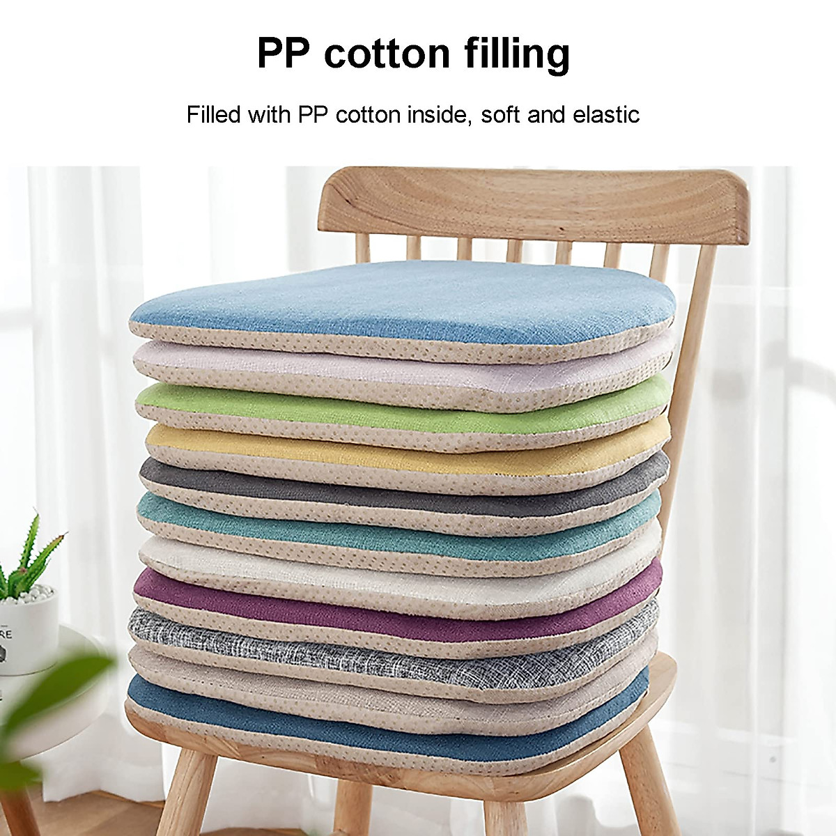 Cotton Linen Chair Cushion with Ties,Home Kitchen Chair Pad Soft Non Slip Seat Pad with Washable Cover,Dining Seat Cushion for Office Living Room Car Sitting Chair Pads-Dark gray 50x50cm(20x20inch)