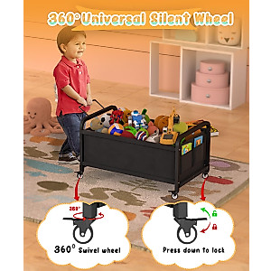 Ardier 80L Large Kids Toy Box with Wheels, Toy Chest Storage Organizer for Toddlers, Boys, Girls, Toy Storage Bin for Stuffed Animals, PlayRoom, Bedroom, Nursery, Living Room, Black