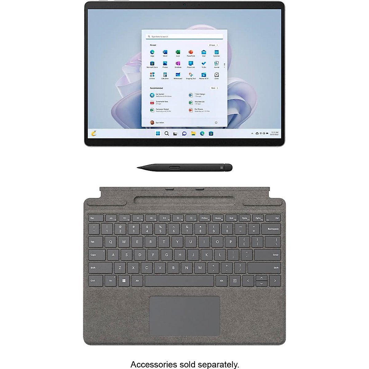 Microsoft Surface Pro 9, 13" Touchscreen 2-in-1 Tablet, 12th Gen Intel Core i5-1235U, Intel Iris Xe Graphics, 8GB DDR5 RAM, 1TB SSD, Windows 11 Pro, Platinum, Device Only, with MTC Stylus Pen