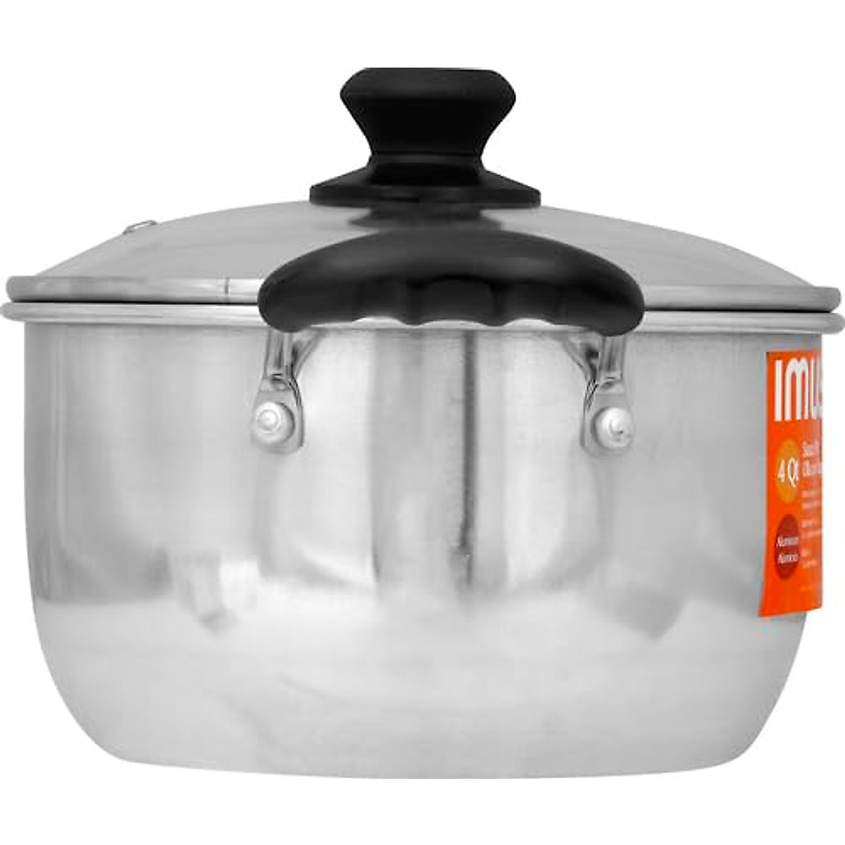Imusa Aluminum USA Pot with Glass Lid and Bakelite Handle 4-Quart