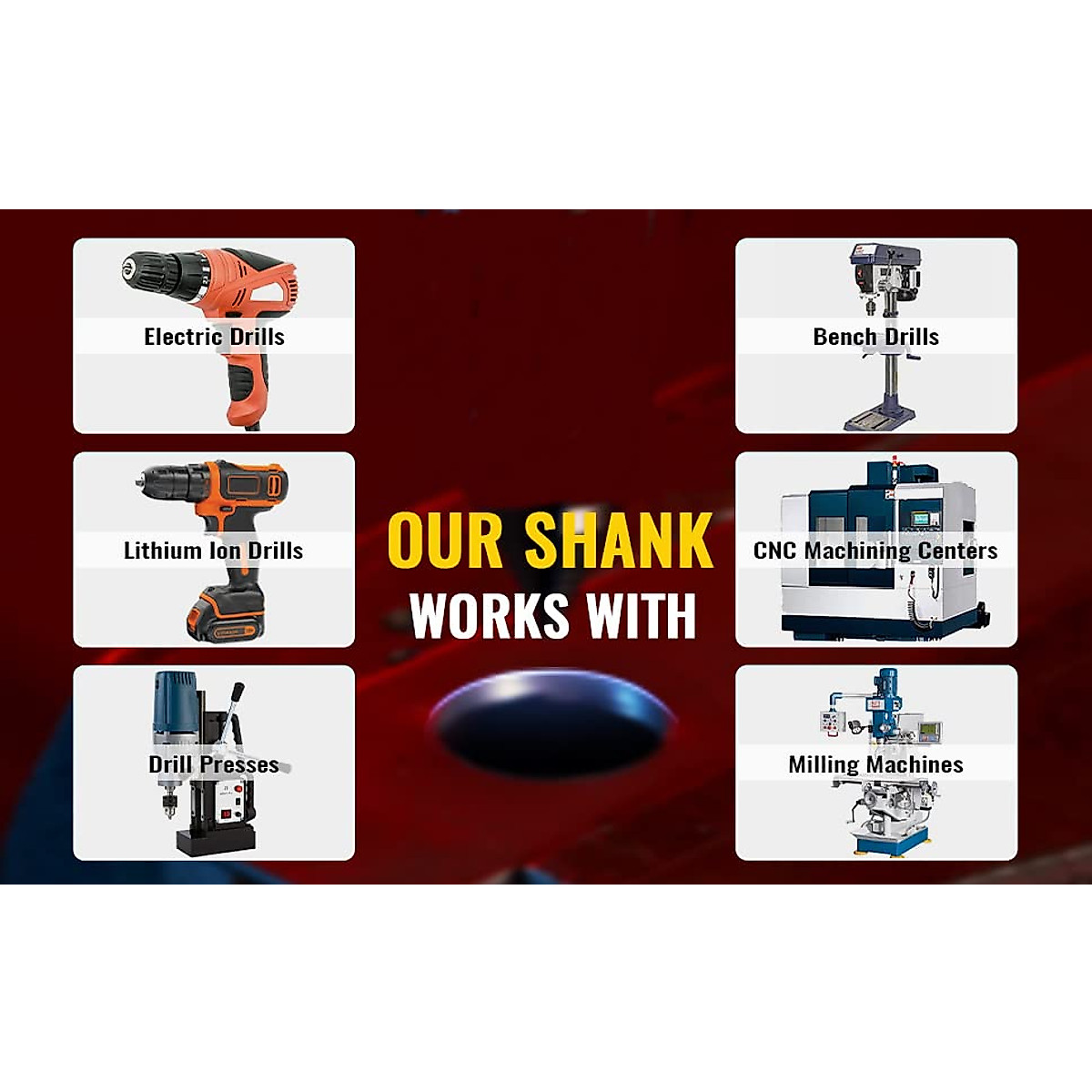 Chiloskit 5pc Industrial 5 Flutes 82 Degree Countersink Drill Bit Set Wood Metal Working Chamfer and Deburring Tool