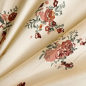 HOLY HOME Floral Bedding Set, Duvet Cover Set, 4 Pieces Spring Rose Flower Bedclothes with Pillowcases, Zipper Closure/Corner Ties (Rose Island, Queen)