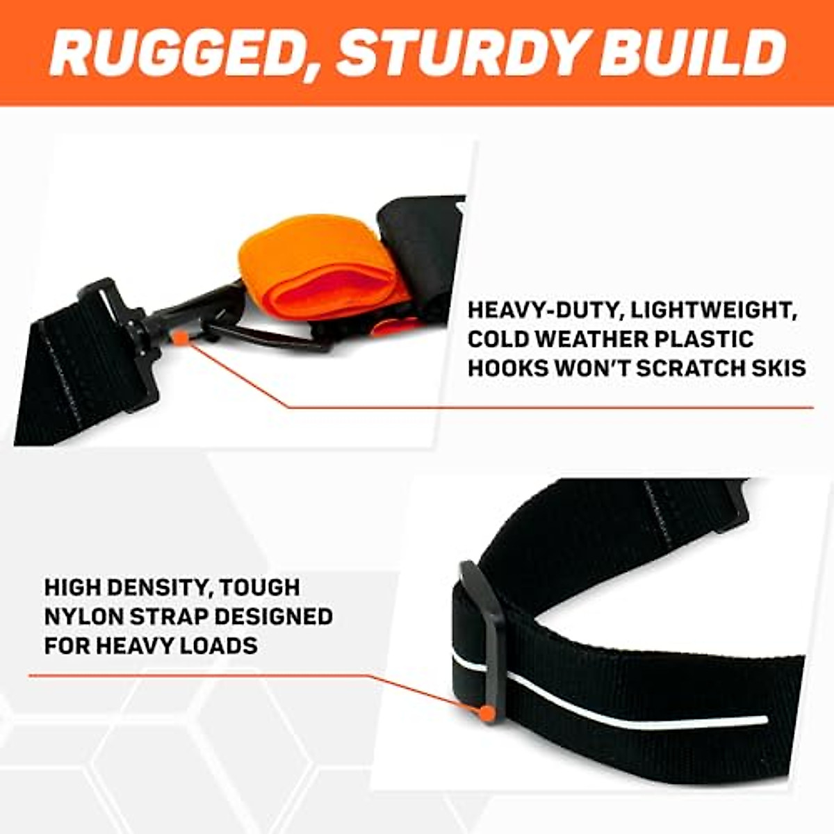 Sukoa Ski & Pole Carrier Straps – Shoulder Sling with Cushioned Holder Protects from Scratches – Downhill Skiing Backcountry Gear Ski Accessories for Men and Women