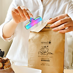 Pack of 8 Bag Clips, Stainless Steel and Heavy Duty Metal Bag Clip,Tightly Seals Chip, Coffee, Bread or Cereal Bags to Keep Food Fresh, for Home, Kitchen, Office, Pantry, Camping