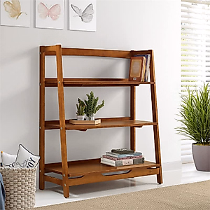 Mid Century Solid Wood Open Shelving Unit - Castanho Finish